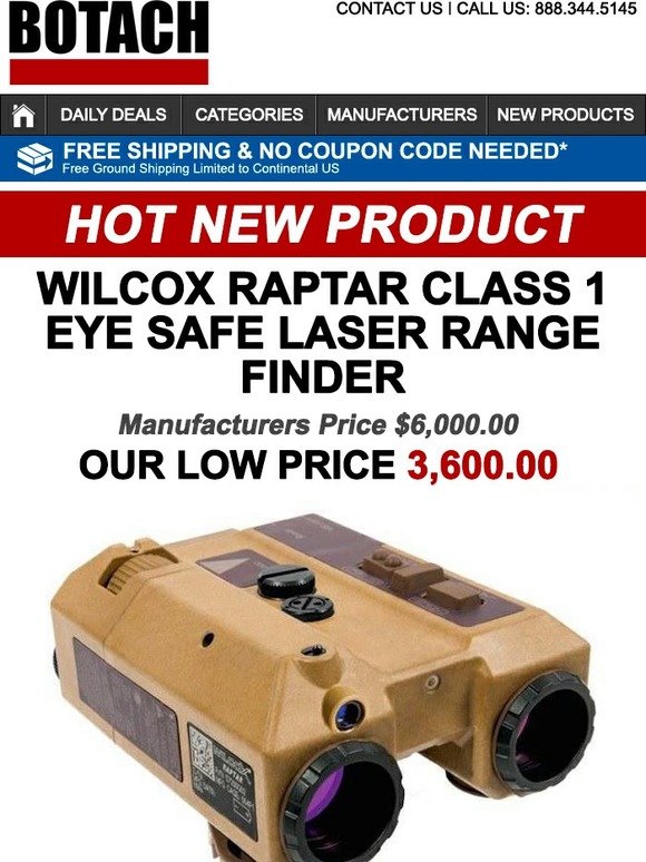 Botach Tactical: Hot New Product - Wilcox Raptar CLass 1 Laser Range ...