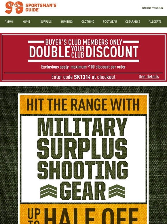 Sportsman's Guide: Half off Military Surplus Shooting Gear! | Milled