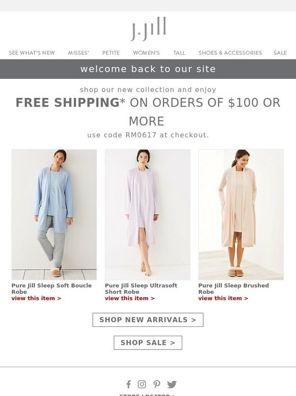 J.Jill: A special offer to welcome you back to JJILL.COM. | Milled