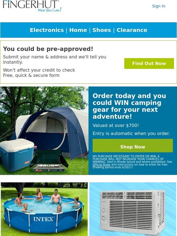 Fingerhut: Fingerhut: 4 sleeping bags, 4 chairs, a tent, a camp stove ...