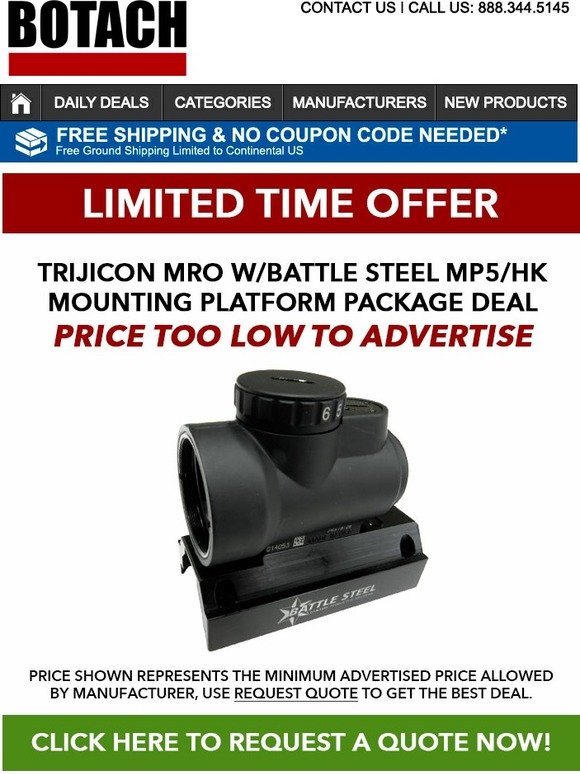Botach Tactical: Limited Time Offer - Trijicon MRO w/ Battle Steel MP5 ...
