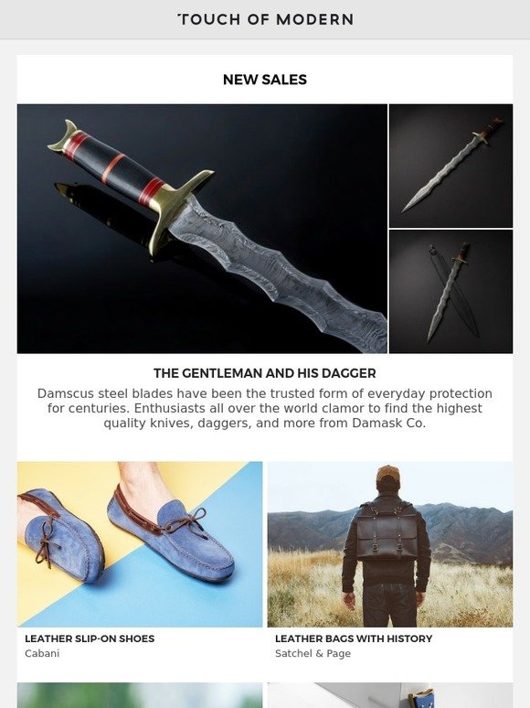 Touch of Modern: Damascus Steel Daggers, Bluetooth Padlock, Crystal ...