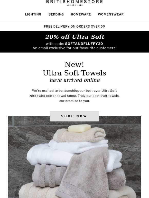 BHS: New! Ultra Soft Towels | Milled