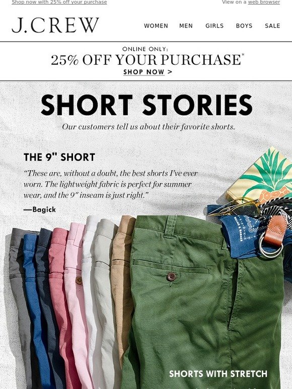 J.Crew: See the reviews: our most popular shorts | Milled