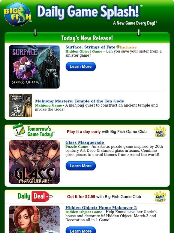 Big Fish Games: Daily Game Splash: Surface: Strings of Fate | Milled