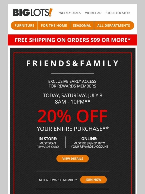 Big Lots: Rewards members get 20% off today and tomorrow! | Milled