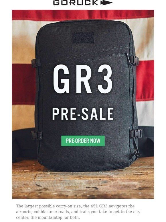 GORUCK: GEAR: The Largest Possible Carry-On Ruck - GR3 Presale | Milled