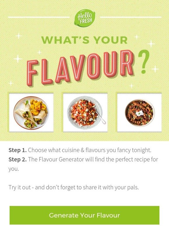 HelloFresh: Good News: Dinner is Solved With Our New Flavour Generator ...