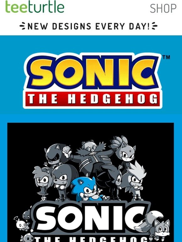 TeeTurtle: The gang's all here. NEW Sonic the Hedgehog tee! 💨 | Milled