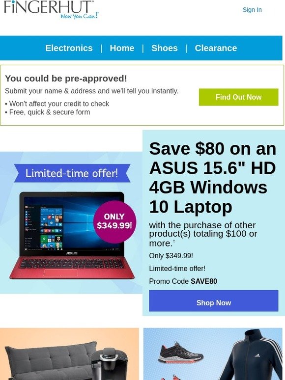 Fingerhut: Fingerhut: Save $80 on an ASUS Laptop! Find out how! | Milled