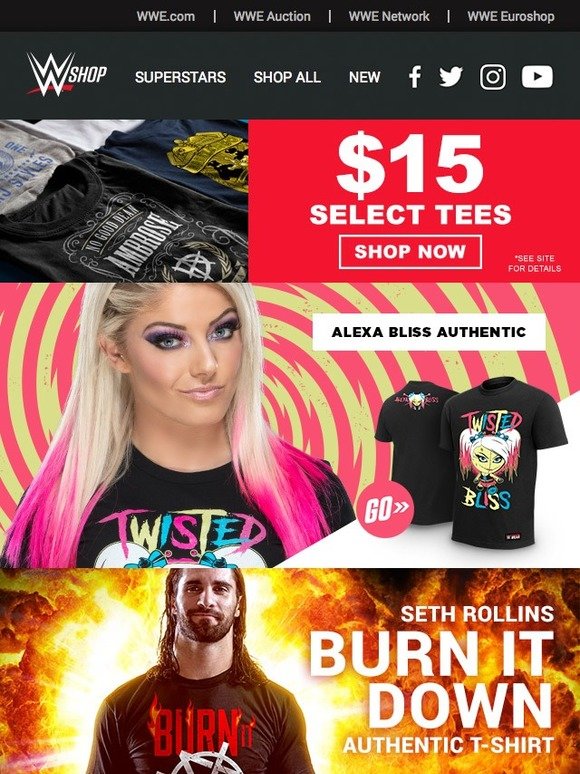 WWE Shop: New Alexa Bliss T-Shirt + $15 Select Tees | Milled
