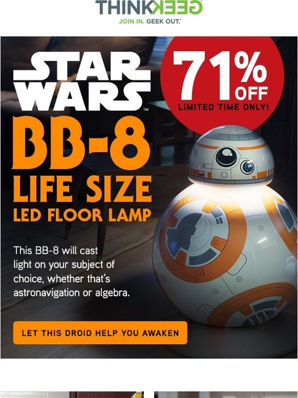 ThinkGeek: ThinkGeek's BB-8 Life-Size LED Floor Lamp - over 70% off ...