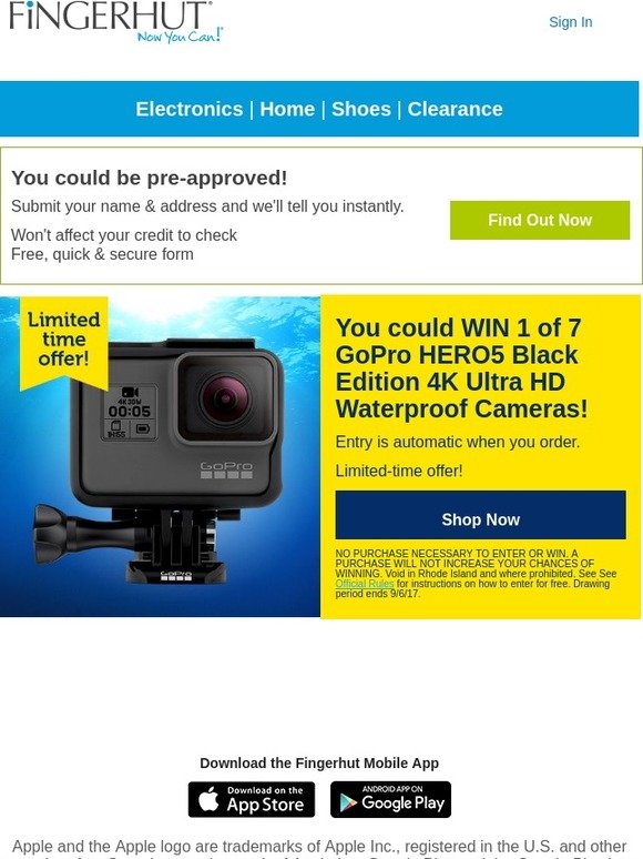 Fingerhut: Fingerhut: Order and you could WIN a GoPro! | Milled