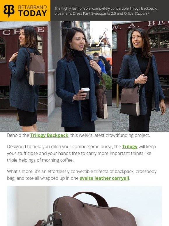 Betabrand: Trilogy Backpack - Good Things Come In 3s! | Milled