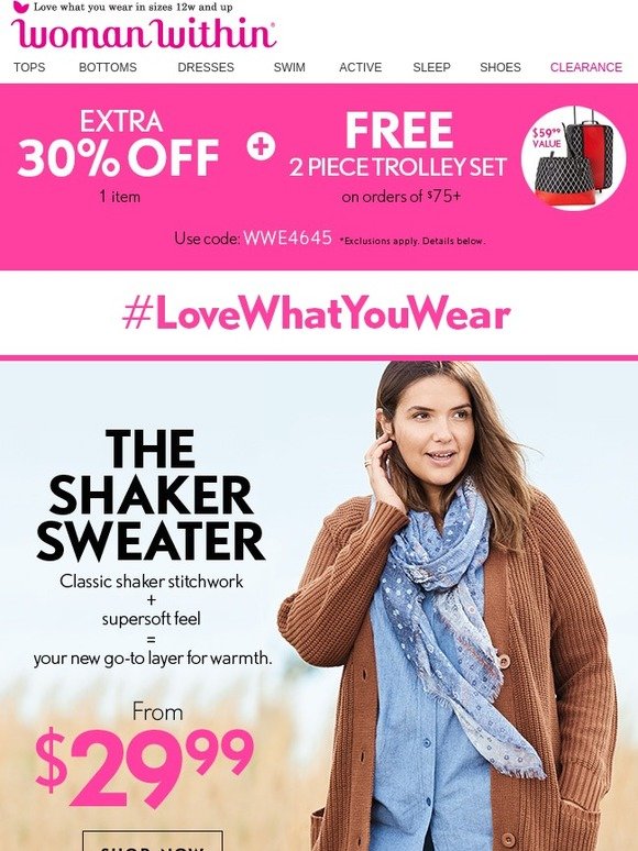 Woman Within: Free! Arrive-in-style Trolley Set + Extra 30% Off Your ...