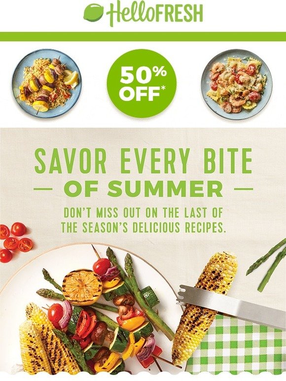 HelloFresh: End of Summer Sale: 50% off your first HelloFresh box | Milled