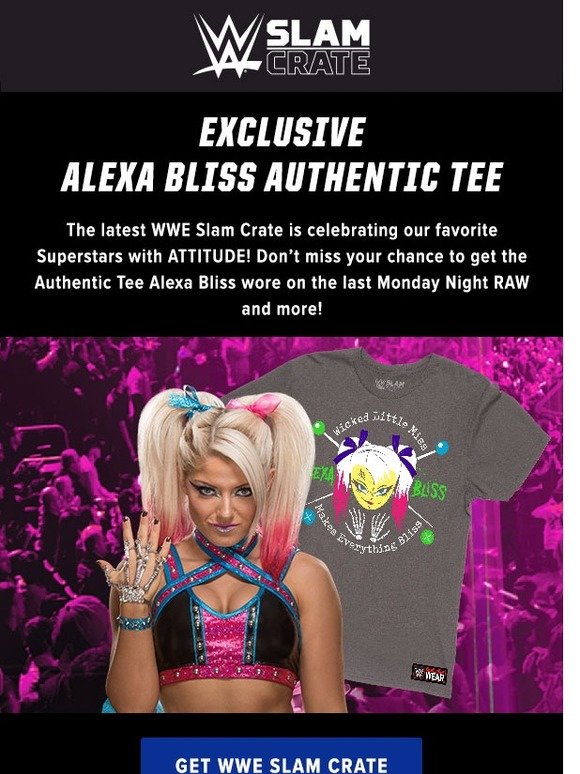 WWE Shop: Alexa Bliss Authentic Tee in the WWE Slam Crate! | Milled