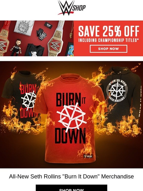 WWE Shop: New Seth Rollins Merchandise + 25% Off Orders | Milled