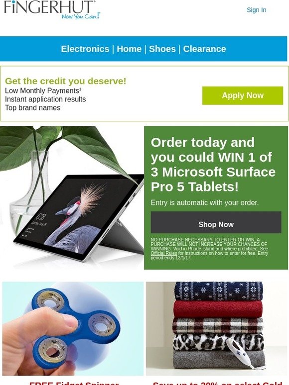 Fingerhut: Fingerhut: You could WIN 1 of 3 Microsoft Surface Pro 5 ...