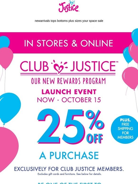 Justice: Club Justice members, enjoy 25% off a purchase + Free shipping ...