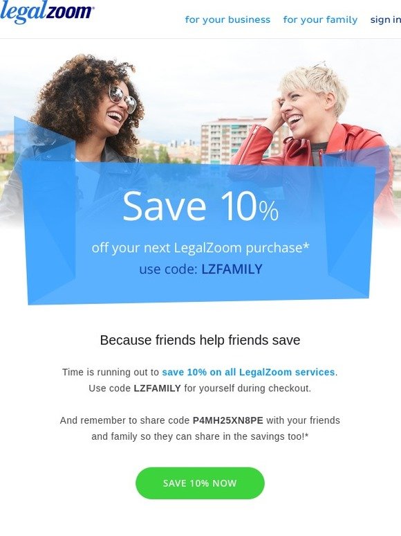 LegalZoom: Last Day to Save & Share | Milled