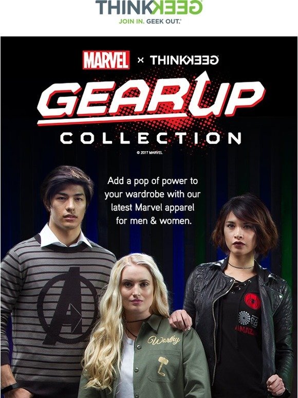 ThinkGeek: Be worthy with the new ThinkGeek x Marvel GearUp Collection ...