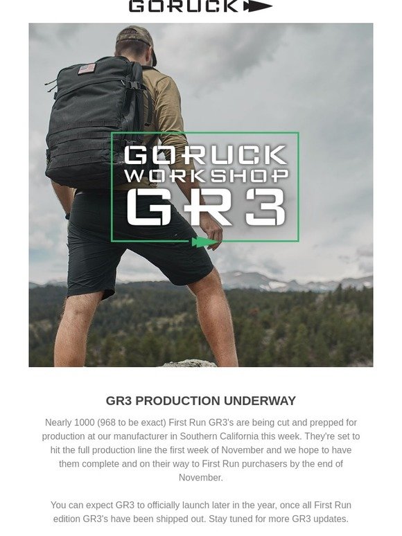 GORUCK: GEAR: GORUCK Workshop - GR3 Production Update | Milled