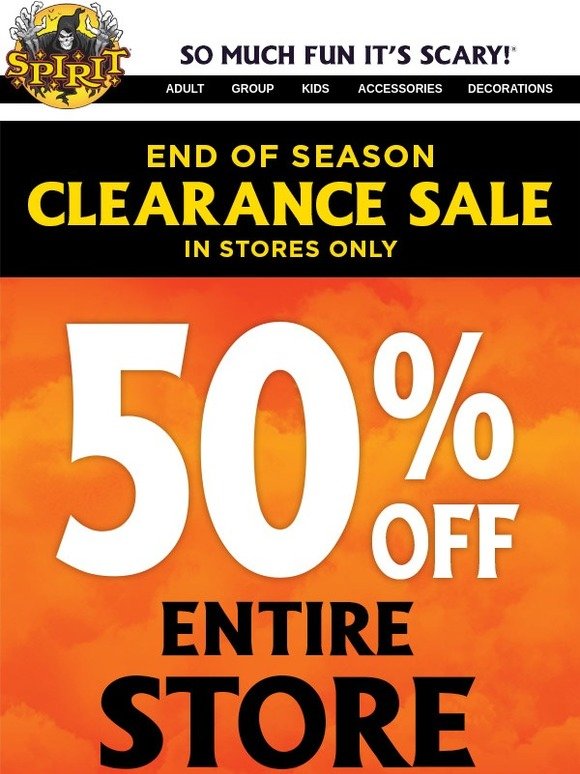Spirit Halloween: 50% Off the Entire Store! | Milled