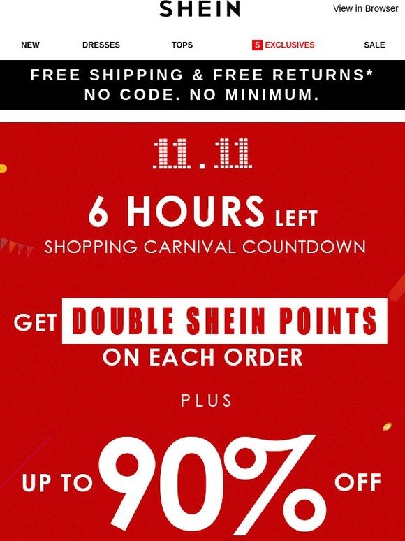 SHEIN: 6 Hours Only! Get Double SHEIN Points & Up To 90% Off. | Milled