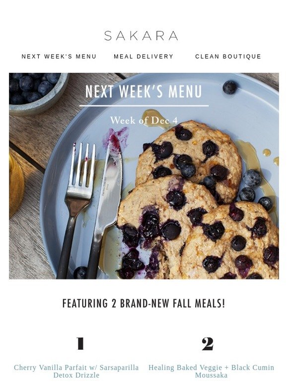 Sakara Life: Next Week's Menu | Milled