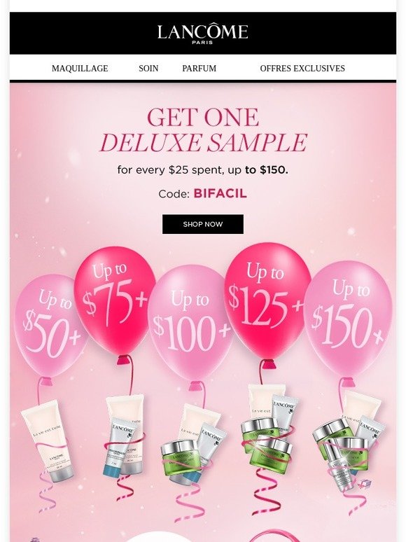 Lancôme: Get one deluxe sample every $25 spent! | Milled