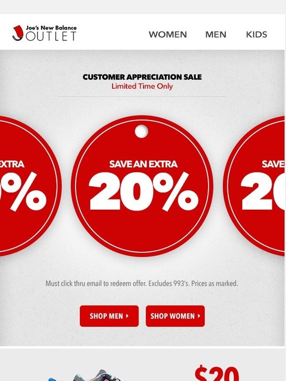 Joe's New Balance Outlet: EXTRA 20% Off Exclusive l Customer ...