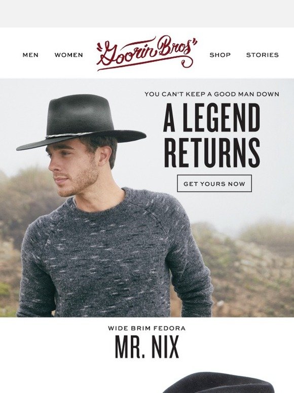 Goorin Bros.: Mr. Nix: Back by popular demand | Milled