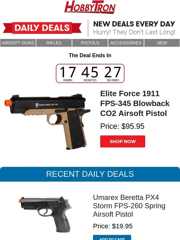 HobbyTron: $95.95 - Elite Force 1911 FPS-345 Blowback CO2 Airsoft ...