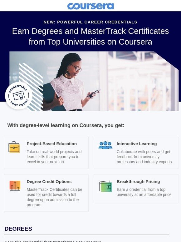 Coursera: New! Degrees & MasterTrack Certificates | Milled