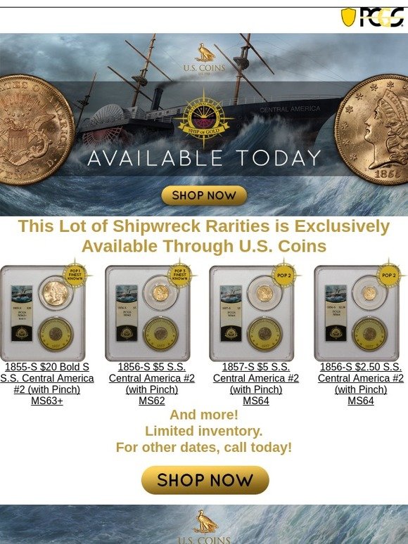 PCGS: Limited Inventory! Ship of Gold Coins Now Available from U.S ...