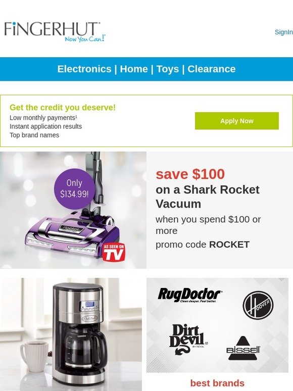 Fingerhut: Fingerhut: Save $100 on a Shark Rocket Vacuum! Find out how ...