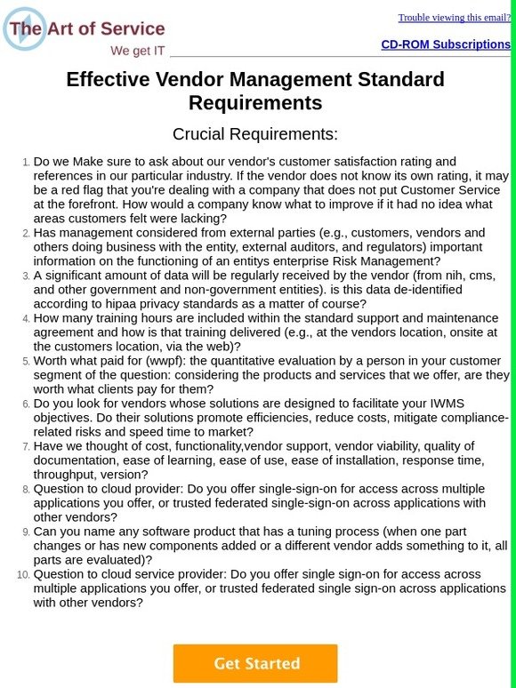 The Art of Service: Effective Vendor Management Standard Requirements ...