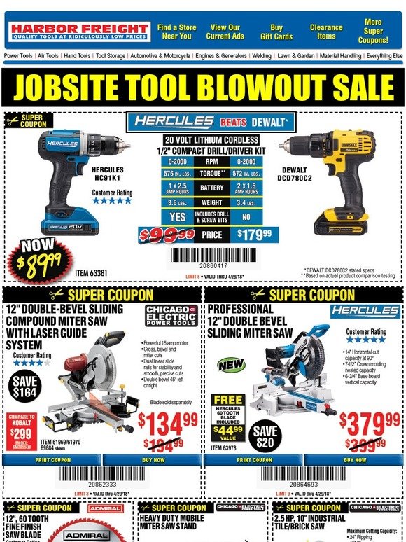 Harbor Freight: Save up to 85% with Super Coupons | Milled