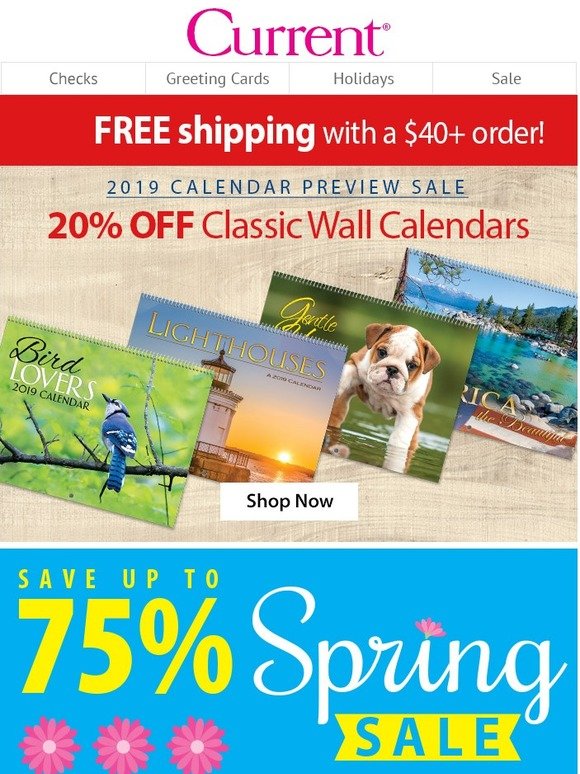 Current Catalog: 2019 wall calendars are here [& 20% off] - ship them ...