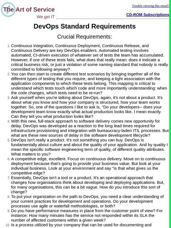 The Art of Service: DevOps Standard Requirements: From $249 For $99 ...