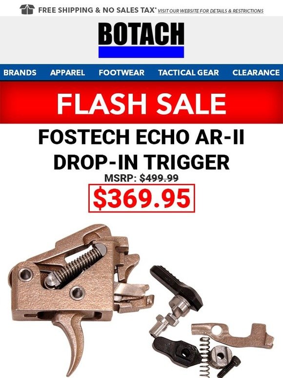 Botach Tactical: Flash Sale - FosTech Echo AR-II Drop-In Trigger | Milled