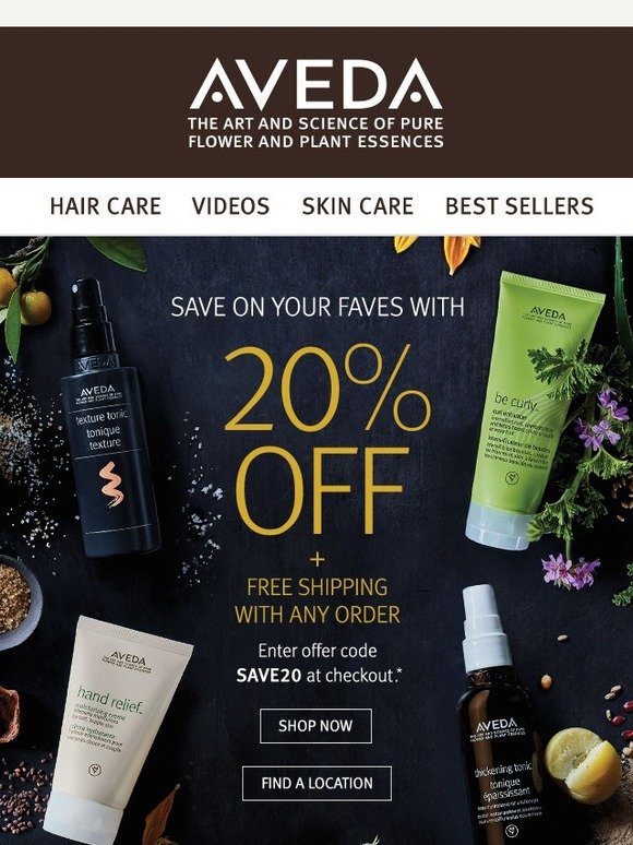 Aveda: 20% off sitewide extended! Best. News. Ever. | Milled