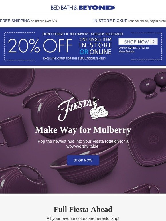 Bed Bath & Beyond: 😍 20% off coupon (it's our thanks!) + NEW COLORS ...
