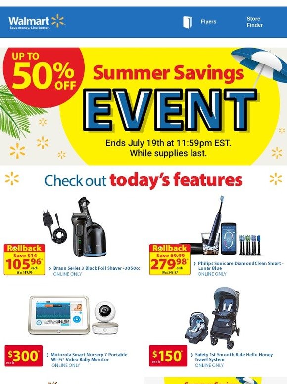 Walmart: Summer Savings Event—Today's Features! Up to 50% off! | Milled