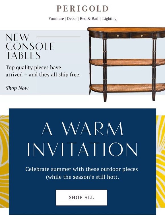 Perigold: New console tables have arrived. Take a look. | Milled