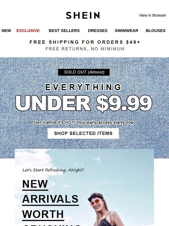 SHEIN: Everything Under $9.99! Price drops on these best sellers! | Milled