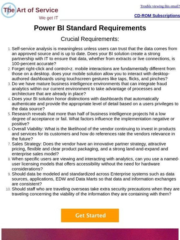 The Art of Service: Power BI Standard Requirements: | Milled