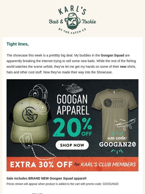 Mystery Tackle Box: Weekly Showcase: 20% off Googan Squad Apparel! | Milled