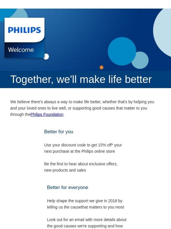 Philips: -here is your welcome gift from Philips | Milled